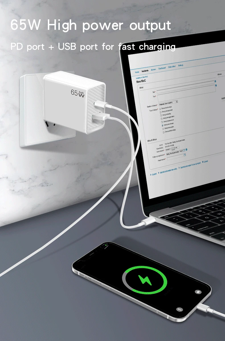 65w Gan Desktop Charger Type C 65w Usb A 60w Mini Slim Gan Charger - Buy Gan Desktop Charger ...