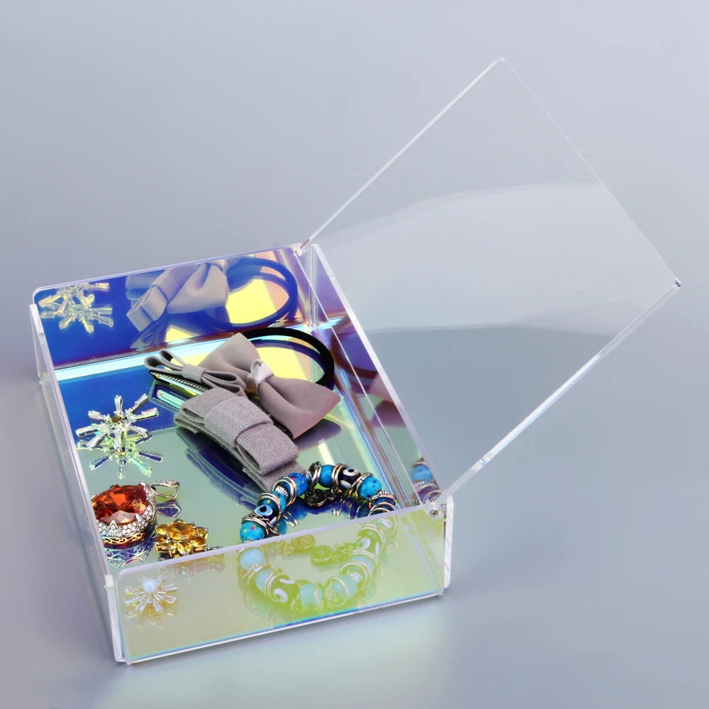 High Quality Acrylic Cosmetic Storage Iridescent Box With Clear Lid ...