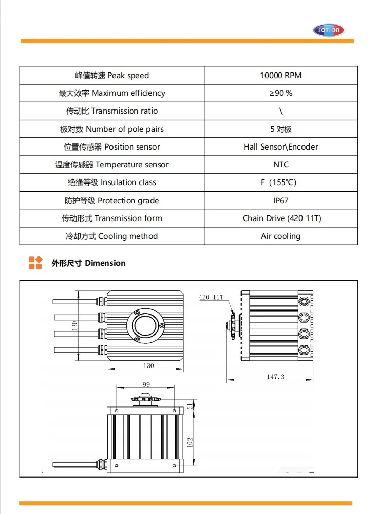 SOTION FW23 Encoder - 72V Brushless Motor for Electric Bikes