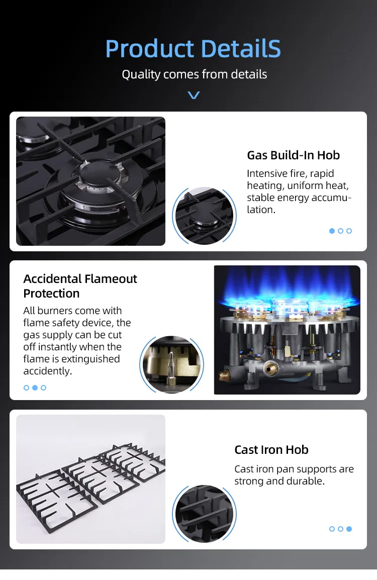 High Quality Built-in Gas Stove 6 Burner Glass Top Gas Cooker - Buy ...