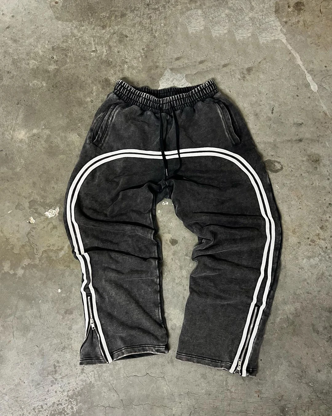 Custom French Terry Cotton Sweatpants Side Zipper Jogging Pants Men's ...
