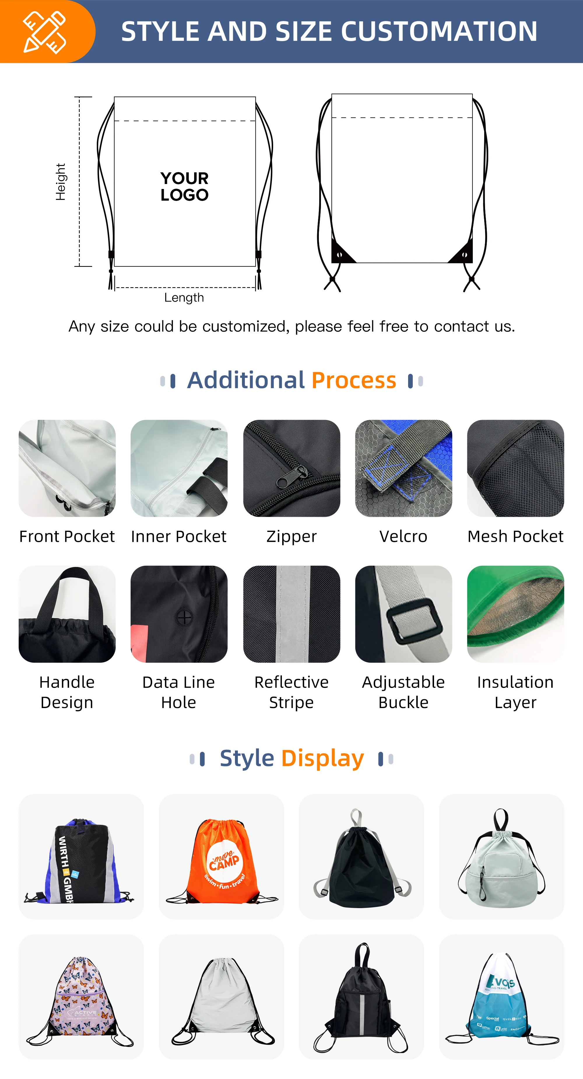 Drawstring Backpack Bag Bulk Original Factory Cheap Polyester Shopping ...