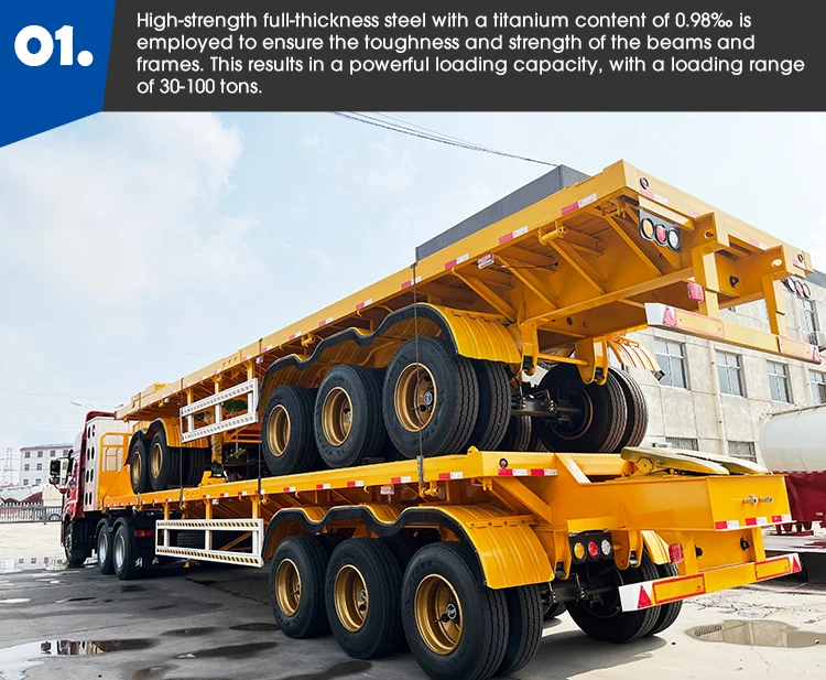 Shipping 40 Feet Container Transport 3 Axle Flat Bed Trailer Flatbed ...