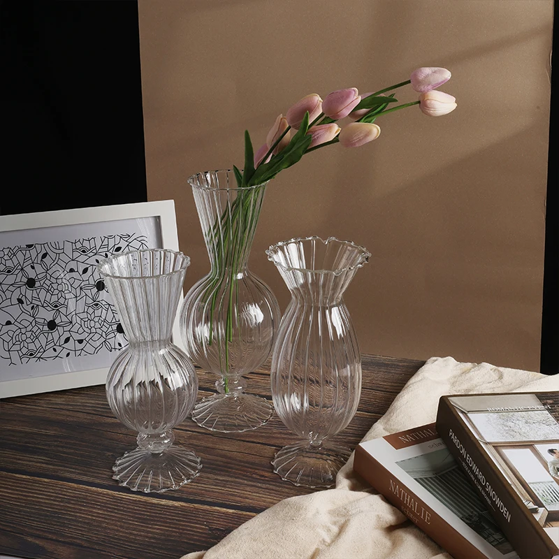 Wholesale 30cm Tall Glass Transparent Stripe Crystal Vase for Wedding ...
