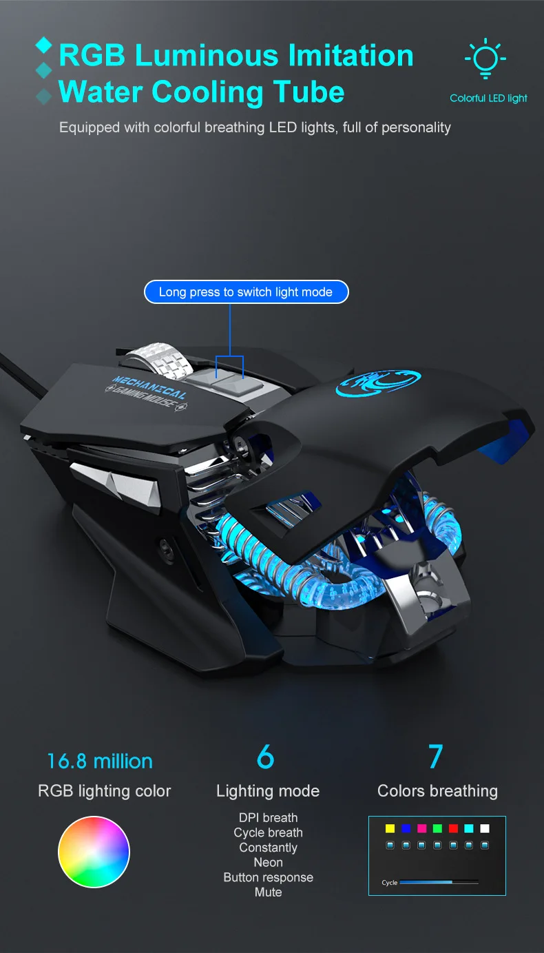 IMICE T96 Gaming Mouse - 7200DPI, RGB Backlight, 7 Buttons