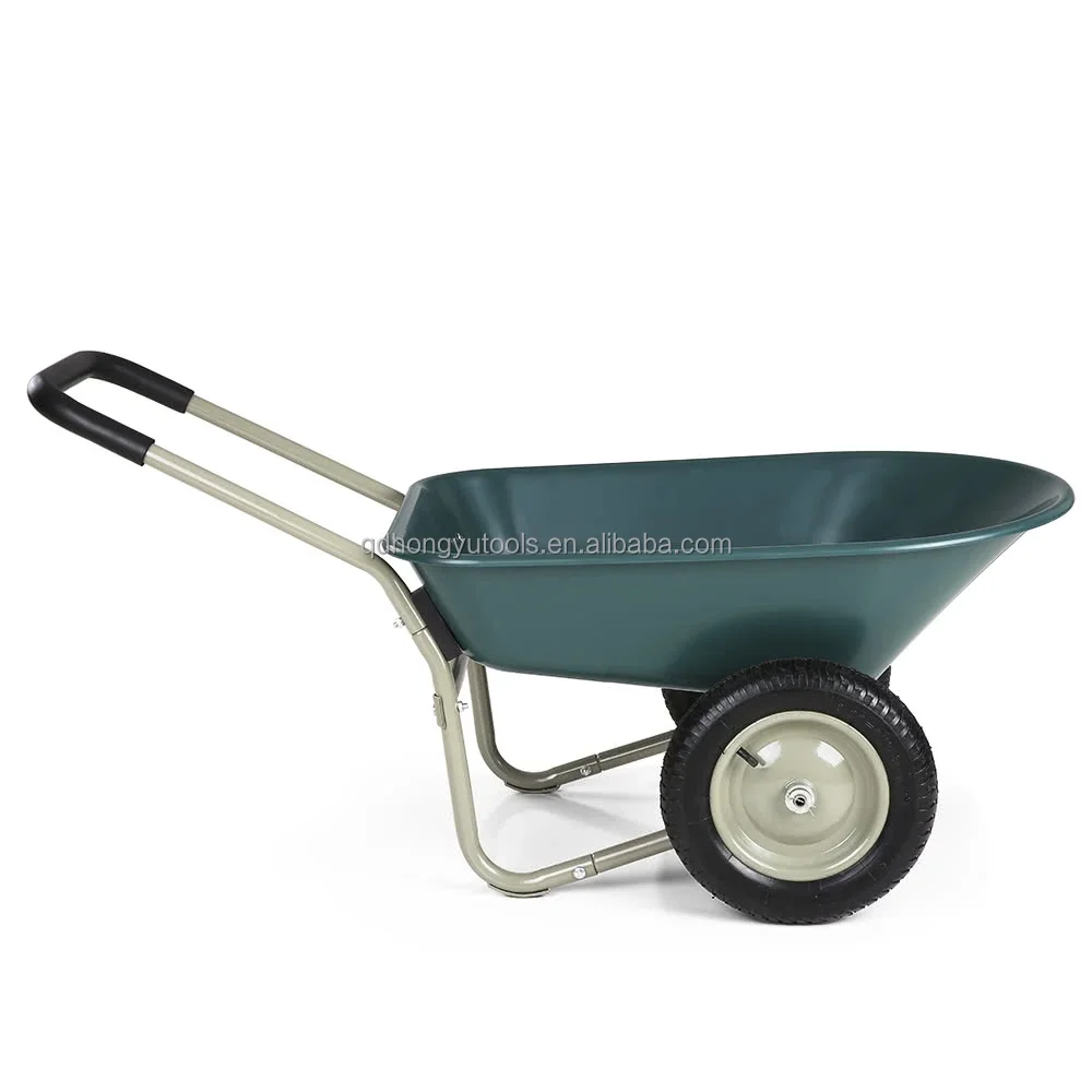 Marathon Wheelbarrow - Dual Wheel Poly Tray Yard Rover