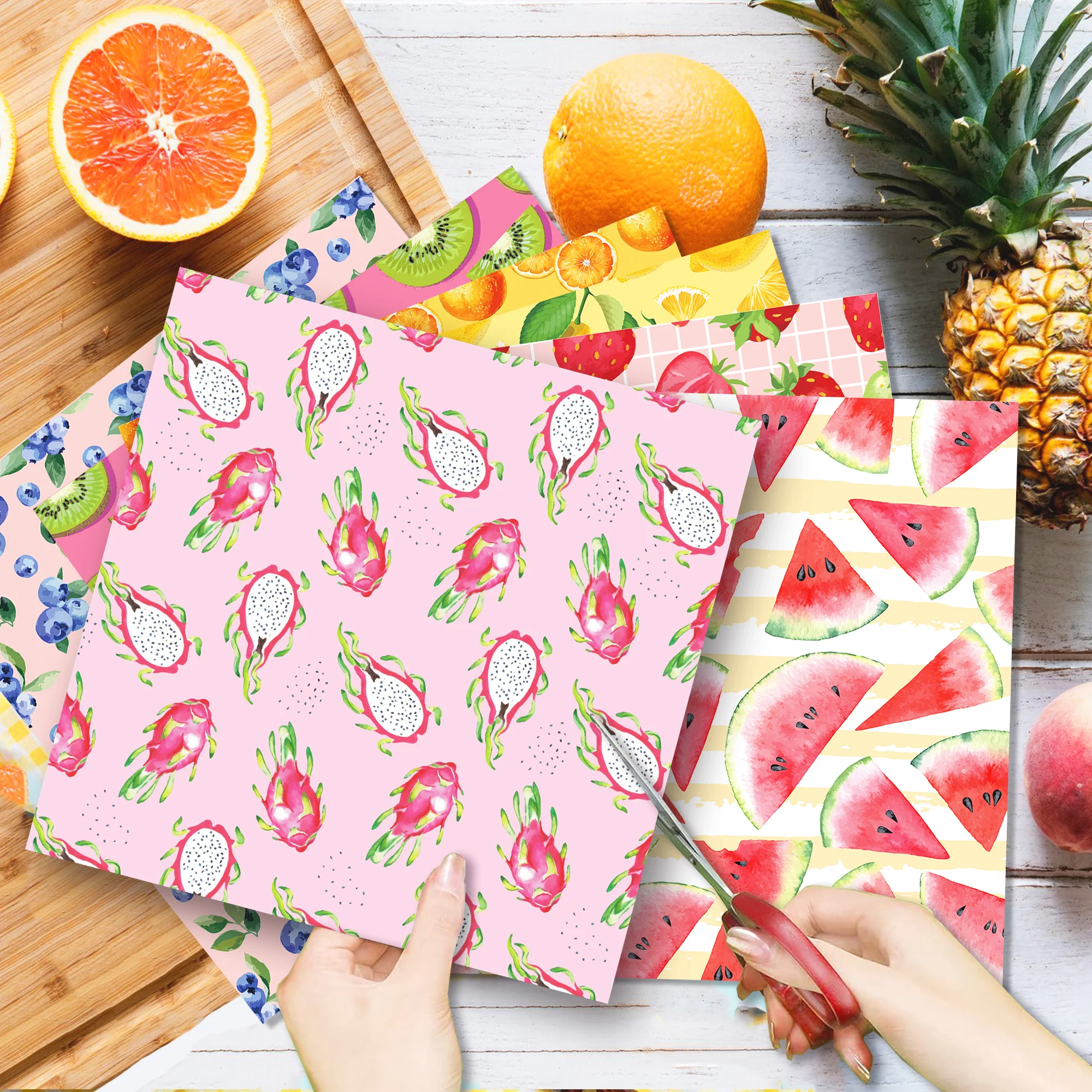 Tropical Fruits Pattern Scrapbook Paper Double-sided Gift Wrapping Diy ...