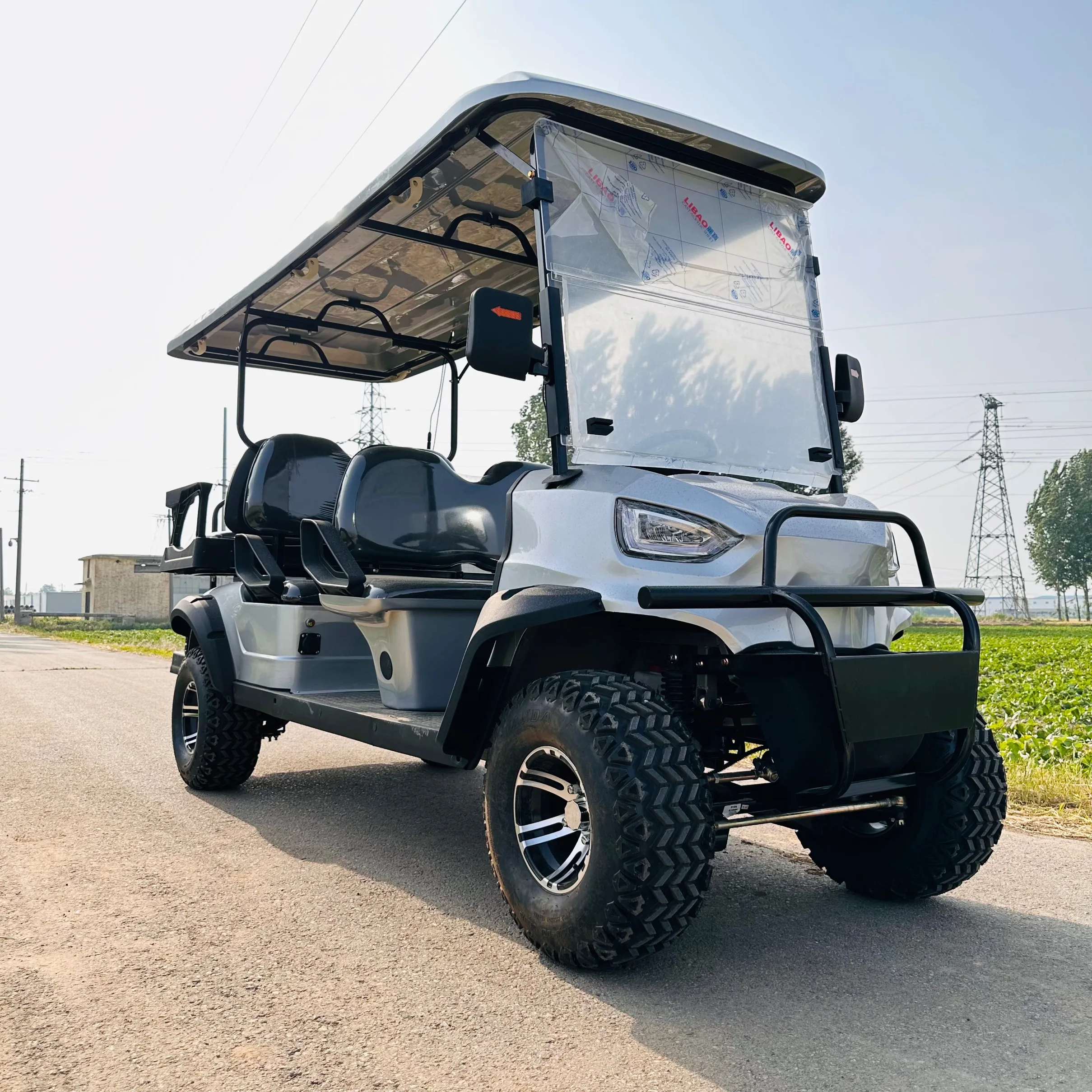 48v 6 Person Seats Electric Sightseeing Golf Cart Battery Powered Golf ...