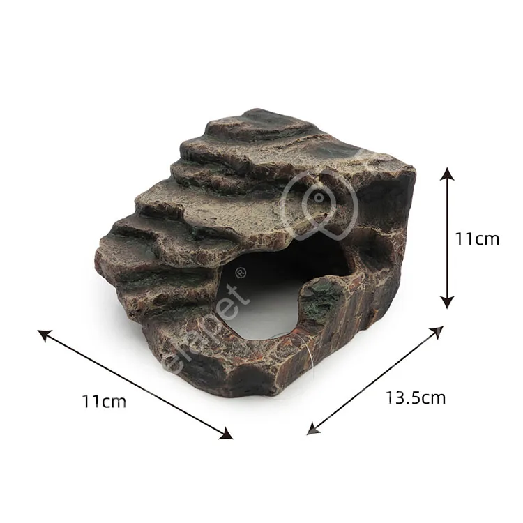 Turtle Basking Platform Frogs Habitat Hiding Cave Resin Fish Tank ...
