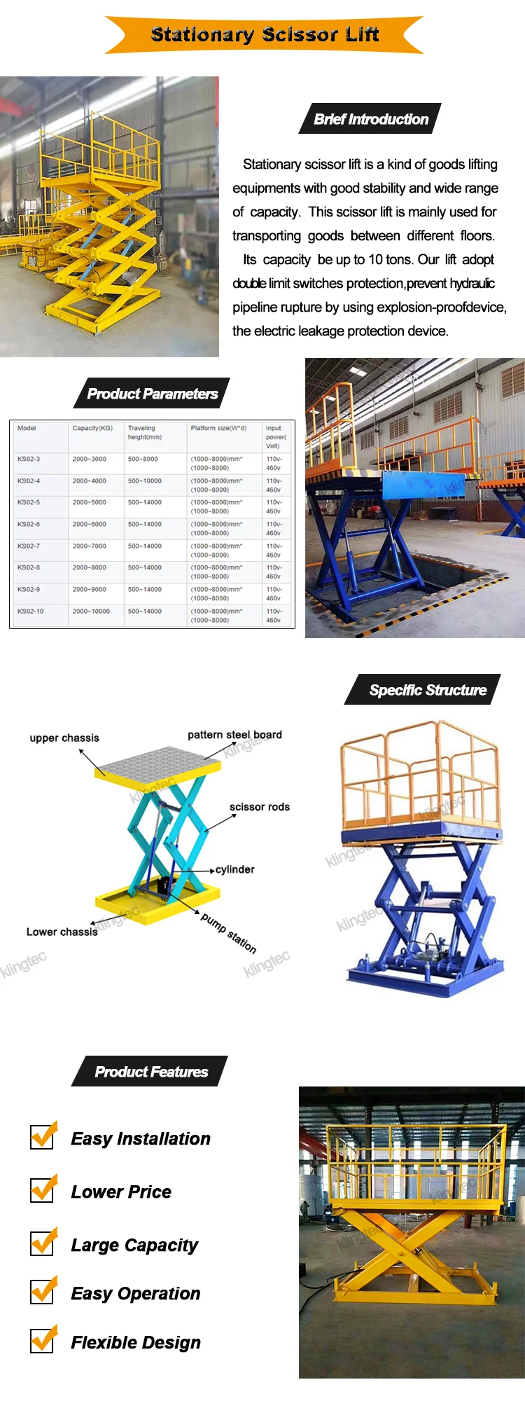 Stationary Scissor Lift Elevator Table For Factory Warehouse Loading ...
