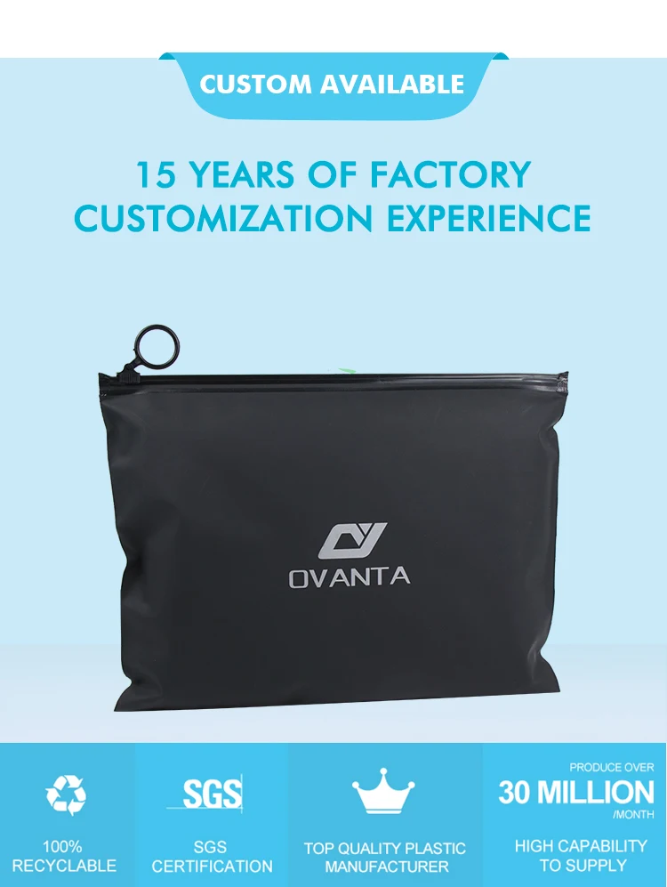 Personalized Printed Reusable Matte Frosted Clothing Packaging Bag