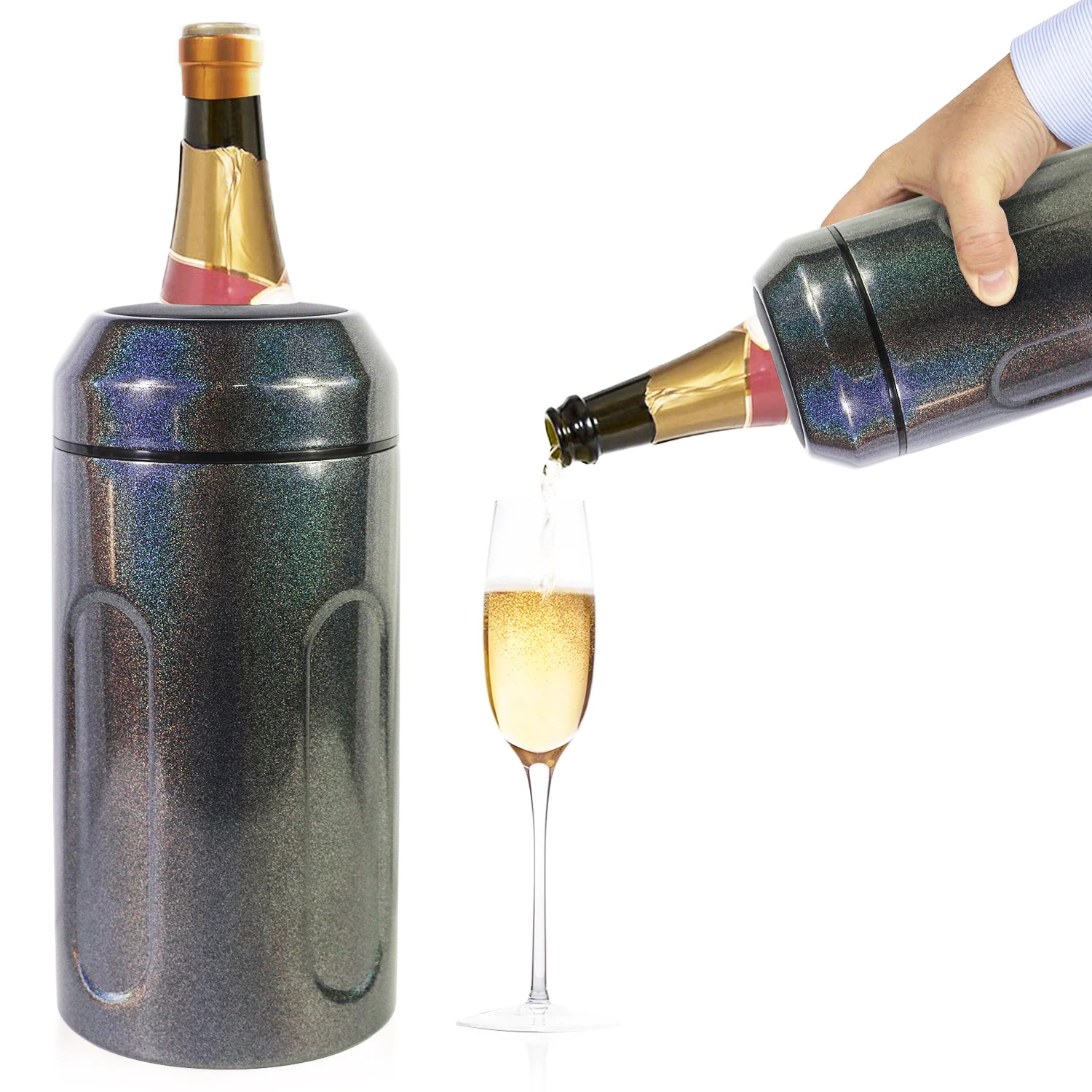 Portable 750ml Champagne Wine Bottle Chiller Stainless Steel Wine ...