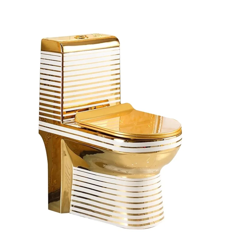 Luxury Design Bathroom Golden Wc One Piece Siphoinc Flushing Gold ...