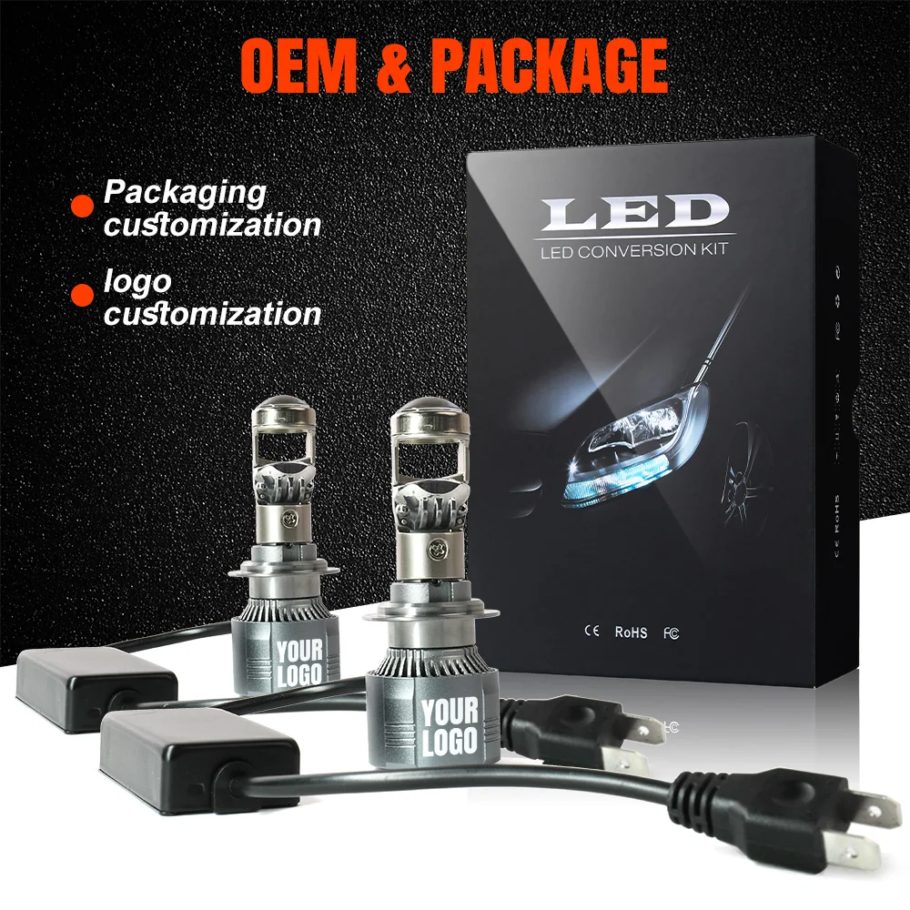 Super White Projector Y6 Y12 16000lm Mini Car Light Led H4 Proyector H4 Lens 360 Degree Canbus ...