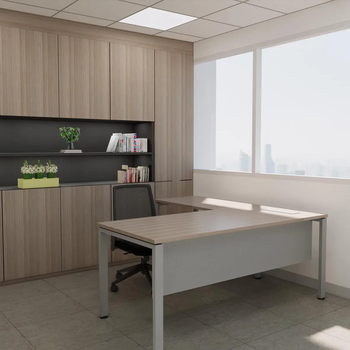 Executive Desk With Lockers Drawer Cabinets Marble Rotating Office ...