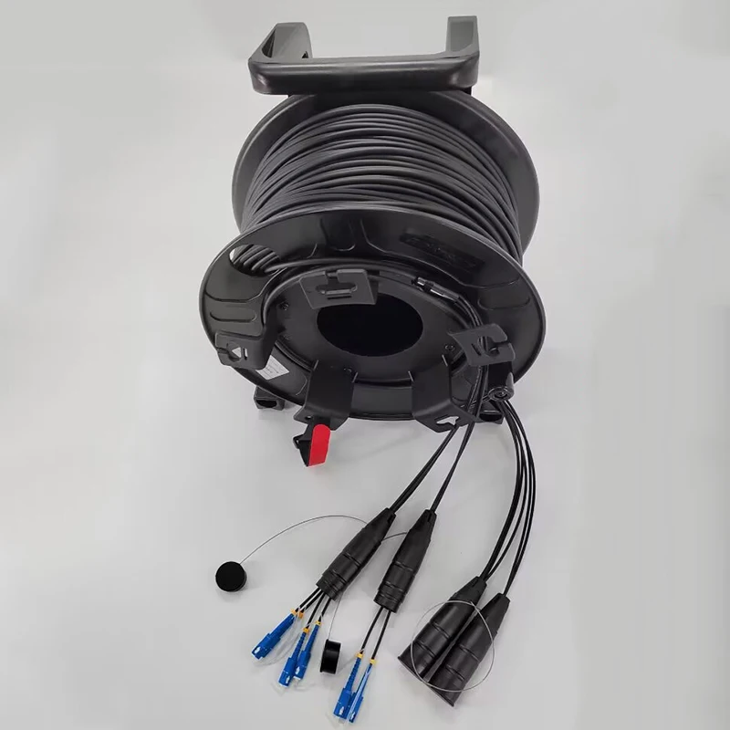 Portable retractable fiber optic cable reel with length 100M 200M 500M ...