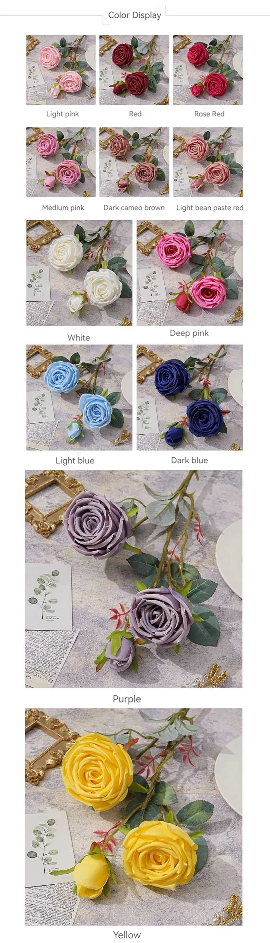 3 Imperial Concubines Rose Wrapped Heart Rose Curling Rose Wedding ...