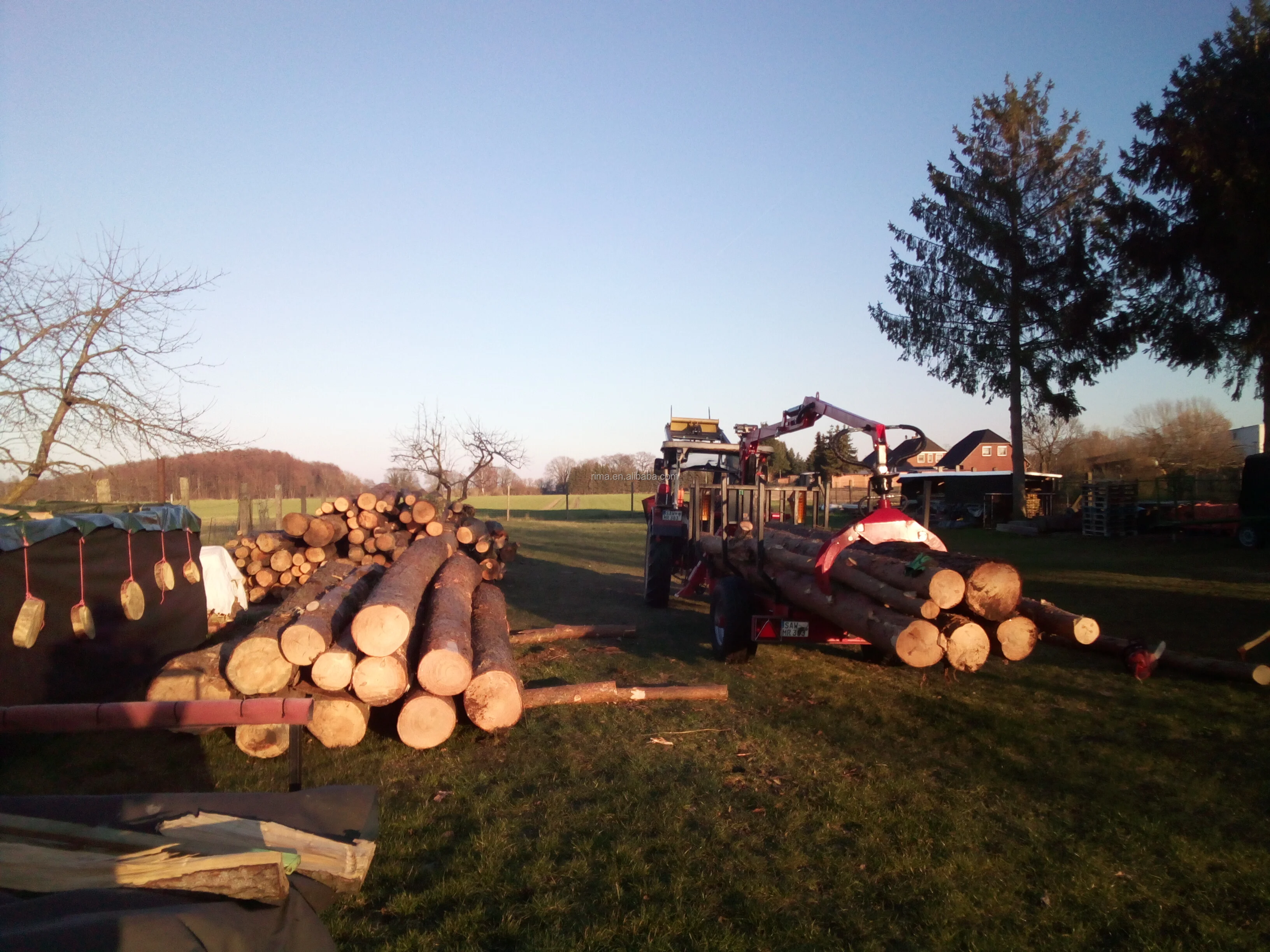 Small Tractor Forestry Trailer with Log Crane for Sale - 6 Ton Capacity ...