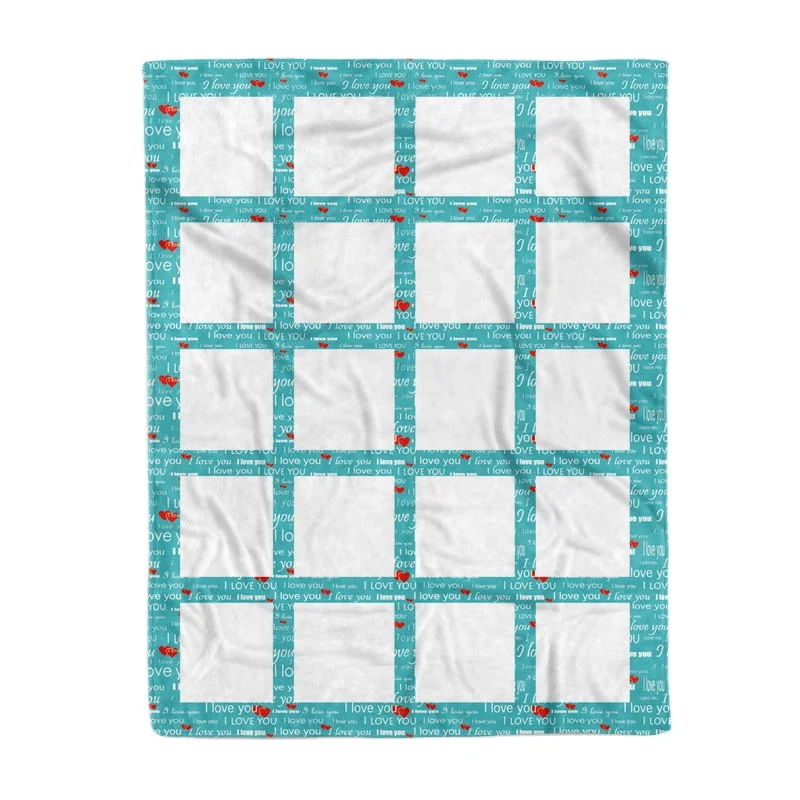 I Love You Print 9 13 20 Panel polyester fleece throw blanket ...