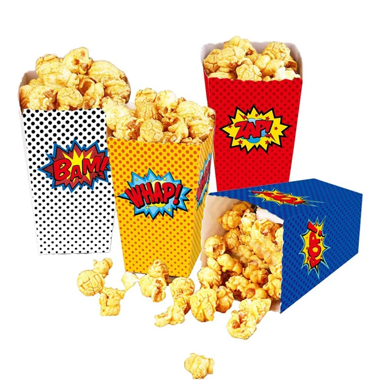 White Cardboard Candy Container Party Popcorn Boxes for Birthday ...