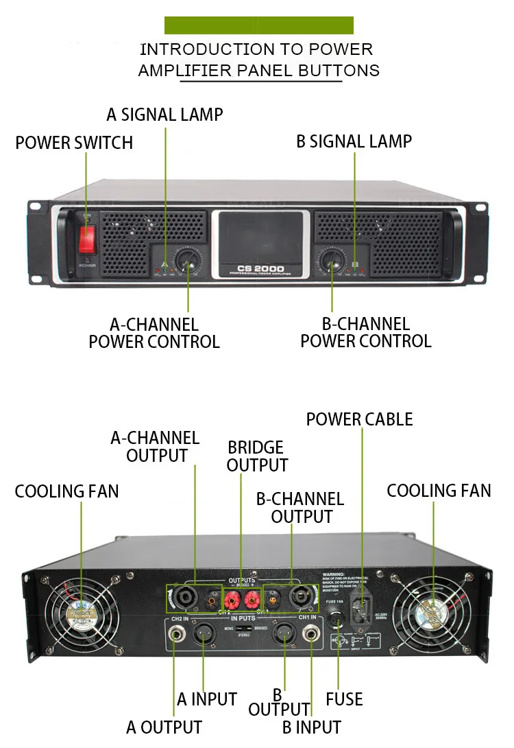 CS2000 Class H Power Mixer Amplifier for Professional Sound