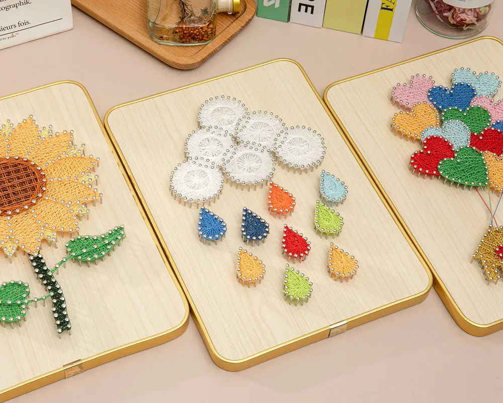 Adult Kids Toy Apple Framed Thread Art Diy 3d String Art Crafts With ...