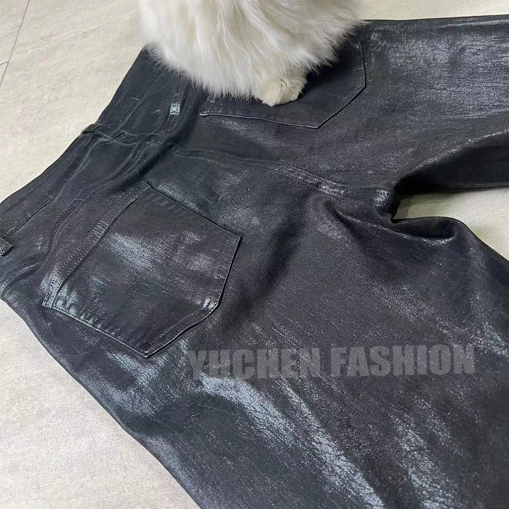 Vintage Wax Jeans Streetwear Raw Edges Stacked Jeans Wholesale Custom ...