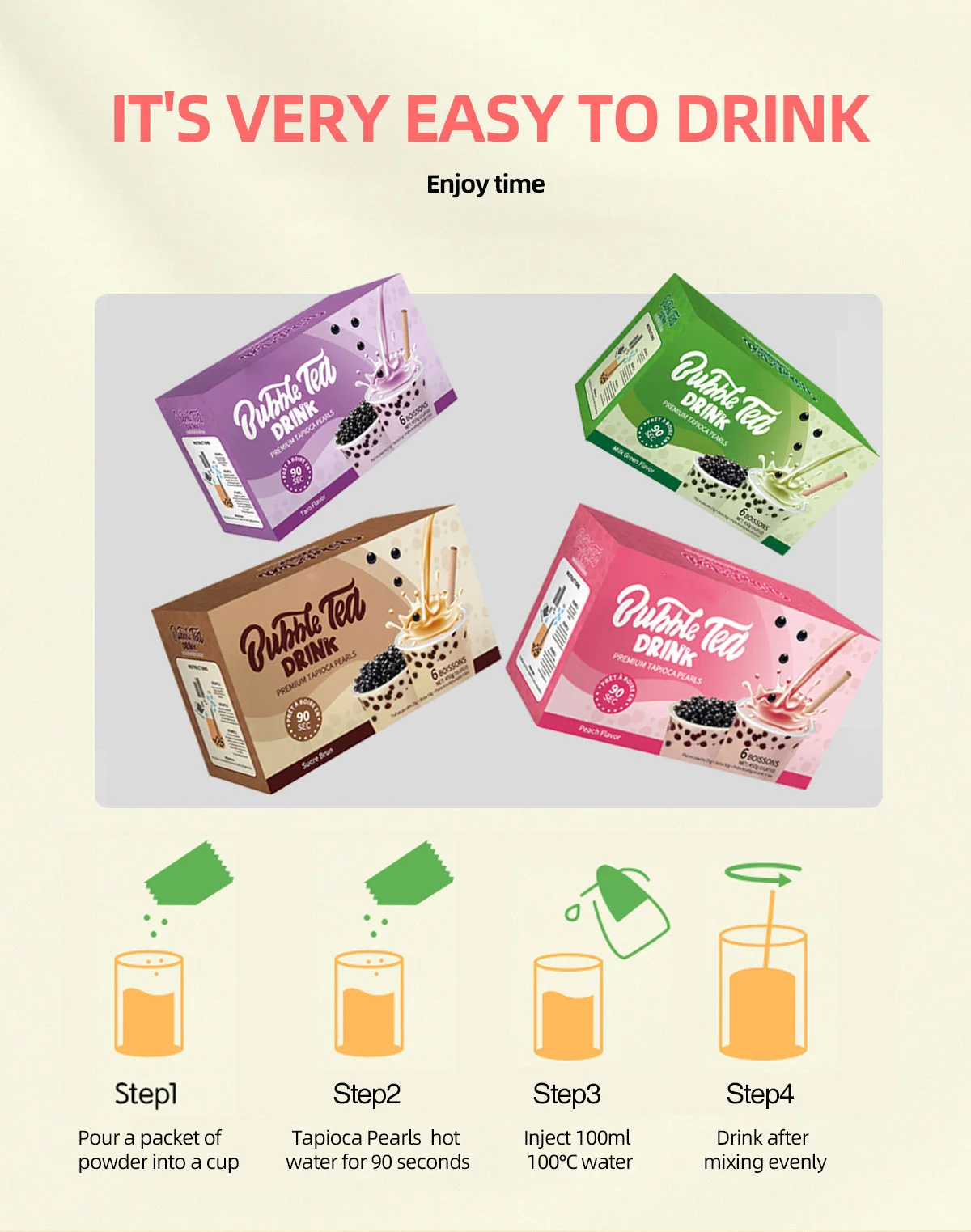 Customized Gift Box HOMEMADE BOBA MILK TEA KIT Taro Bubble Tea Flavor ...