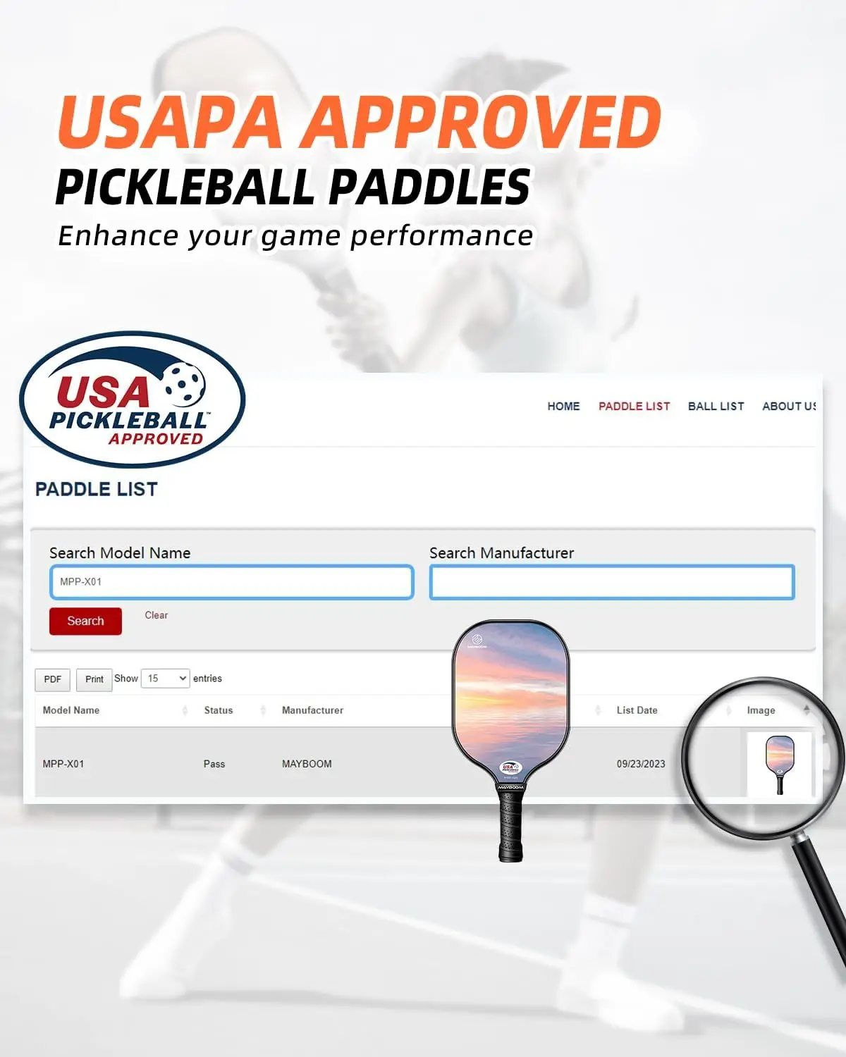Usapa Standard Fiberglass Pickleball Paddles With High Grit Spin ...