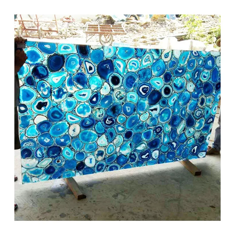 Blue Agate Slab - Translucent Wall Decor for Luxury Homes