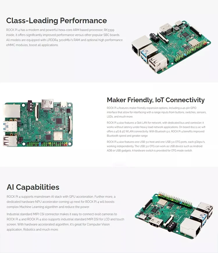Rock Pi 4b V1.4 Rockchip Rk3399 Board Cortex Six Core Sbc/single Board Computer Rock Pi 4b - Buy ...
