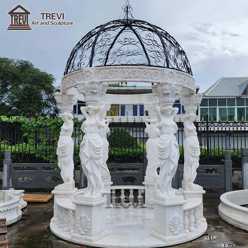 Luxury Garden Greek Style Outdoor Stone Column Marble Gazebo With Roof ...