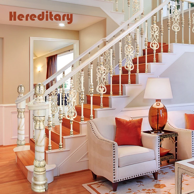 White Gold Plated Stair Railings & Cast Aluminum Balcony Railing Design ...