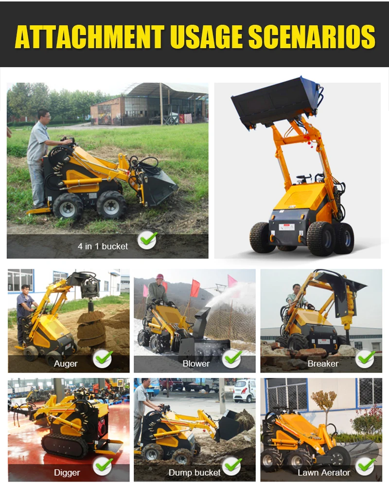 SHANDING Mini Skid Loader 4x4 Wheel Drive Diesel Mini Loaders with ...