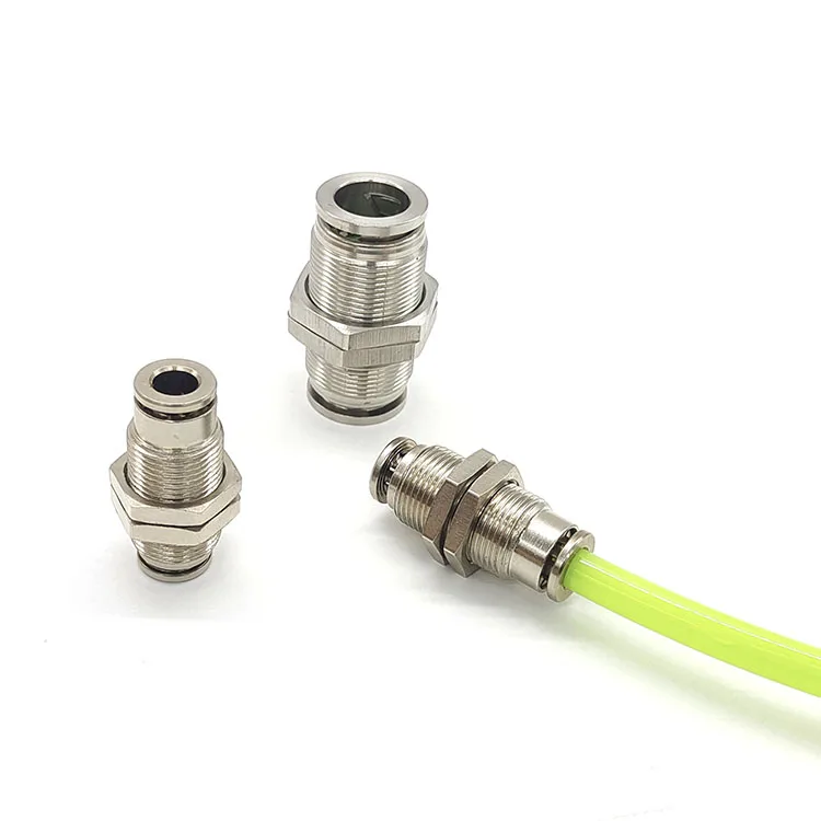 Metal Pmm Tubing Bulkhead Union Push Pneumatic Hose 6mm Tube Od Push To Connect Air Fitting ...