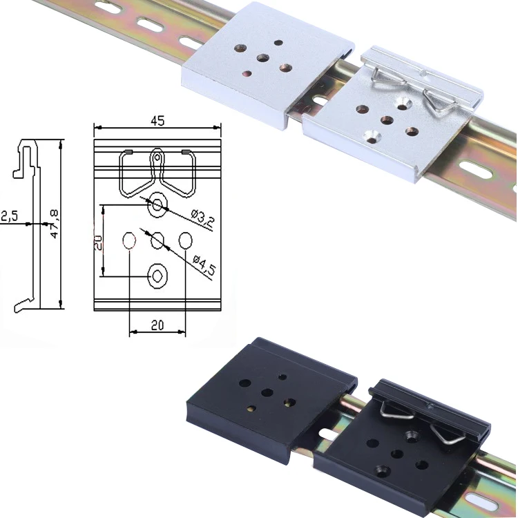 35mm Wide Aluminum DIN Rail Mounting Clips for 35mm Top Hat Rail