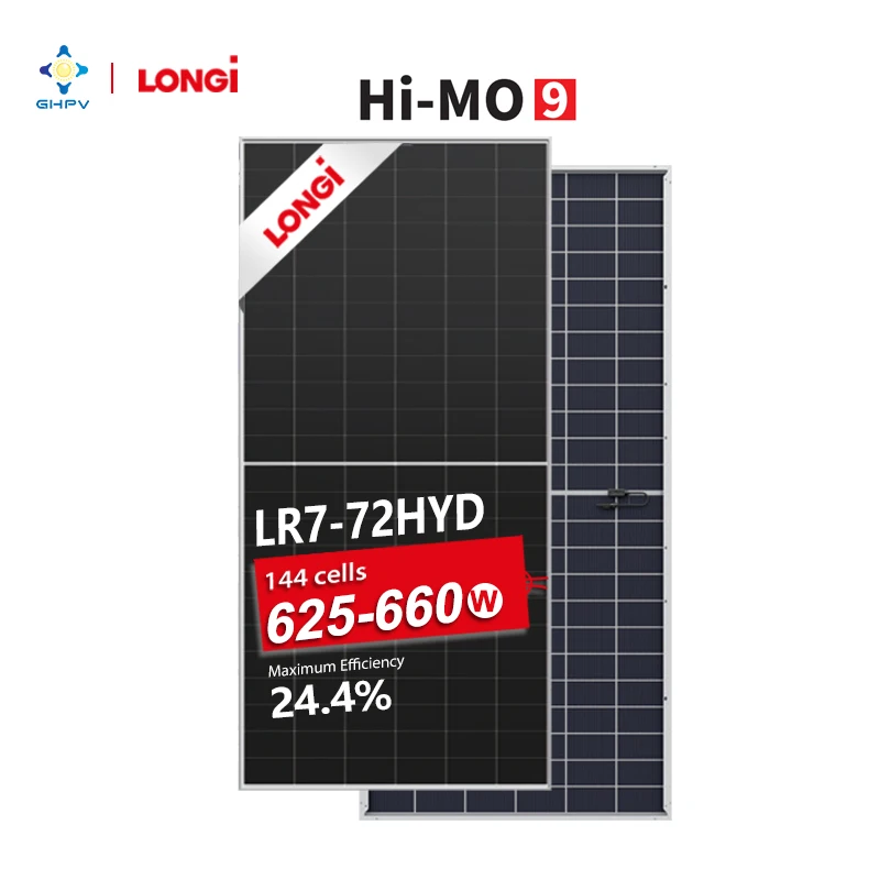 Longi Hi-Mo 9 Bifacial Solar Panel 625W 630W 635W 640W 645W 650W 655W 660W HPDC N Type Himo 9 N ...