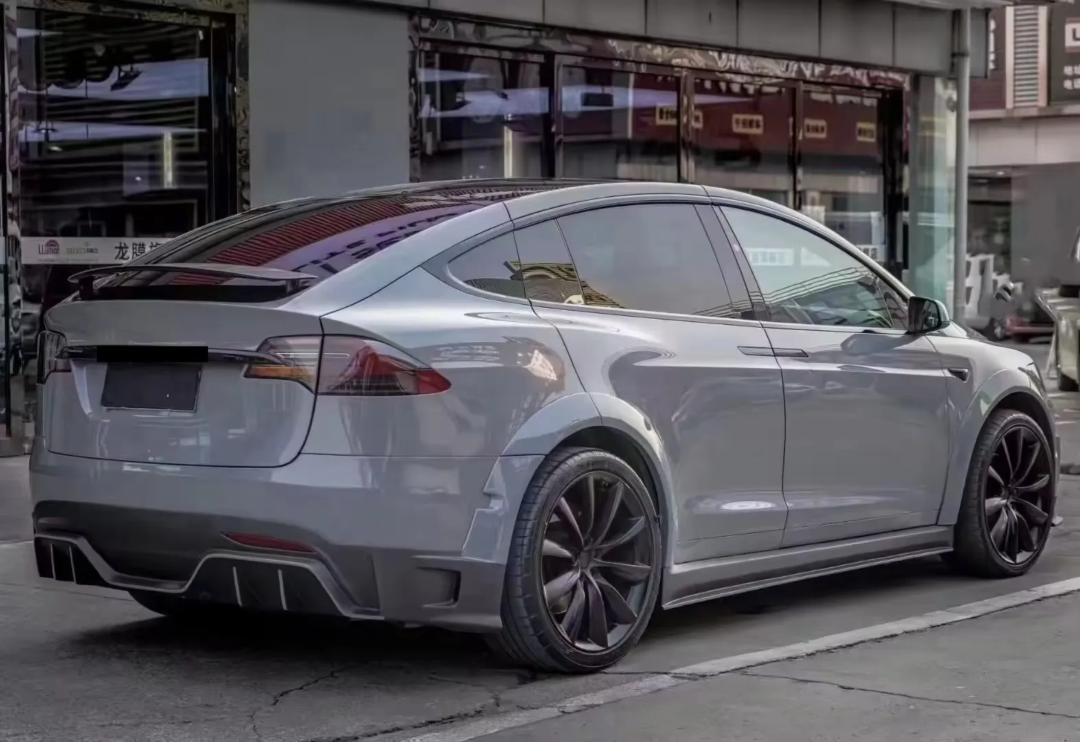 Carbon Fiber Model X Body Kit Front Lip Splitter Rear Diffuser Wide ...