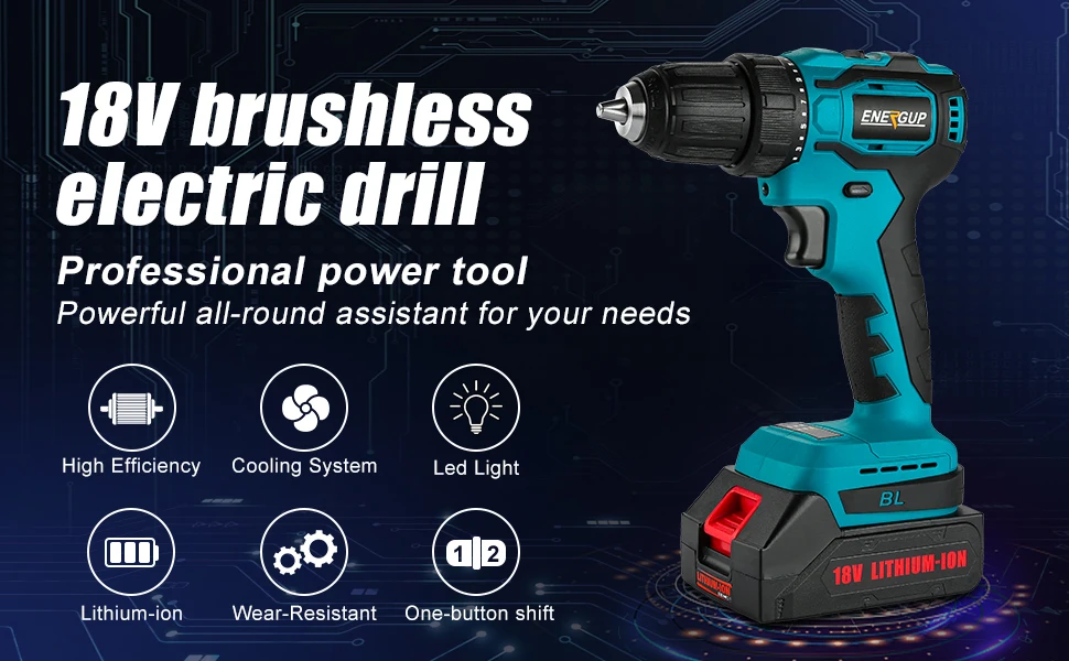18v Variable Speed Power Drills Cordless Drill Lithium Battery Handheld ...