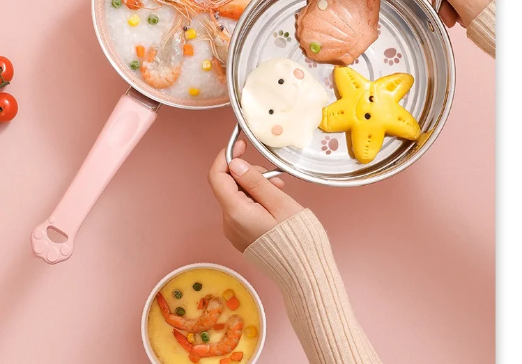 Baby Complementary Food Pot Pink Kitchen Pots And Pans Non Stick ...