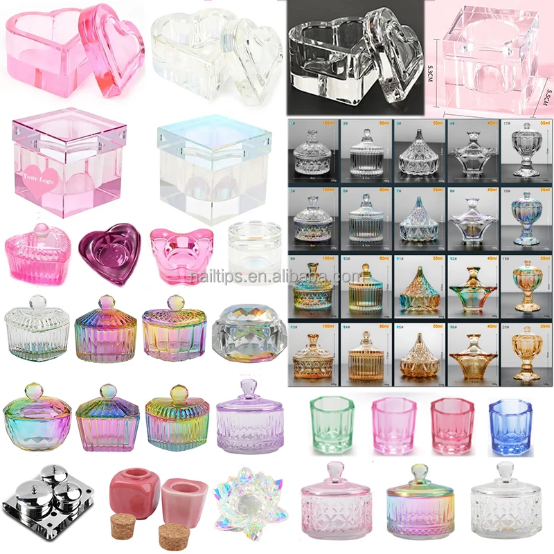 Crystal Nail Cup Cosmetic Container Crystal Bowl Manicure Washing Cup ...