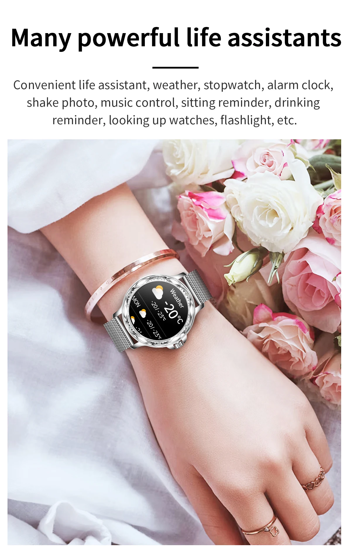 Yiqungo Women Smart Watch CF12 - Heart Rate & Fitness Tracker
