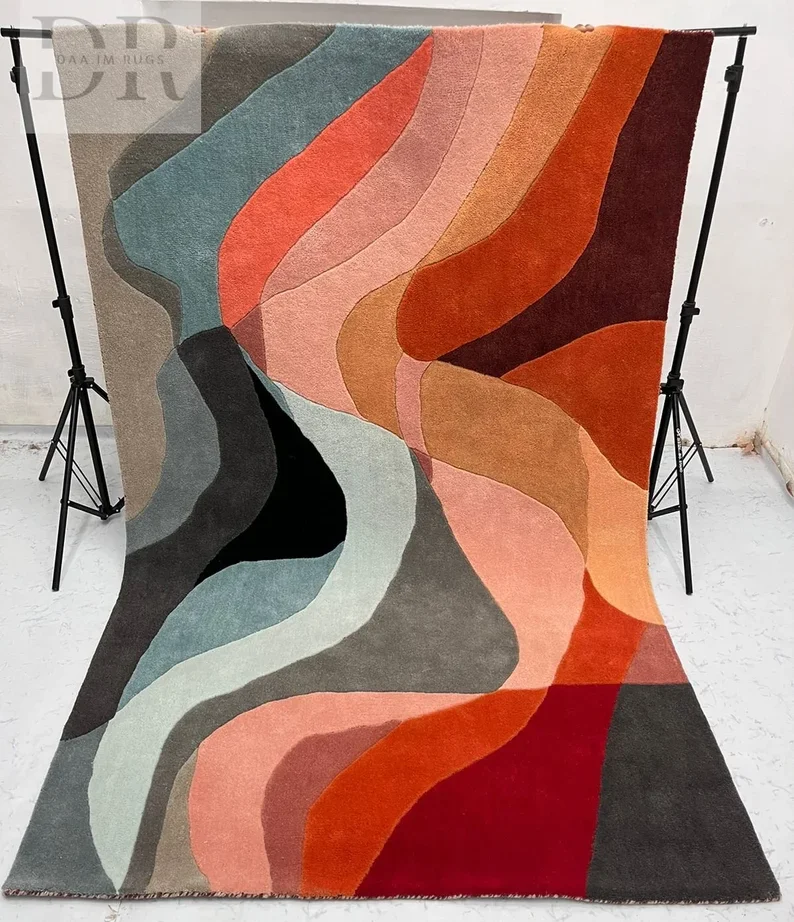 Modern Shaded Rug Handmade Carpet Hand Tufted Rug 100% New Zealand Wool ...