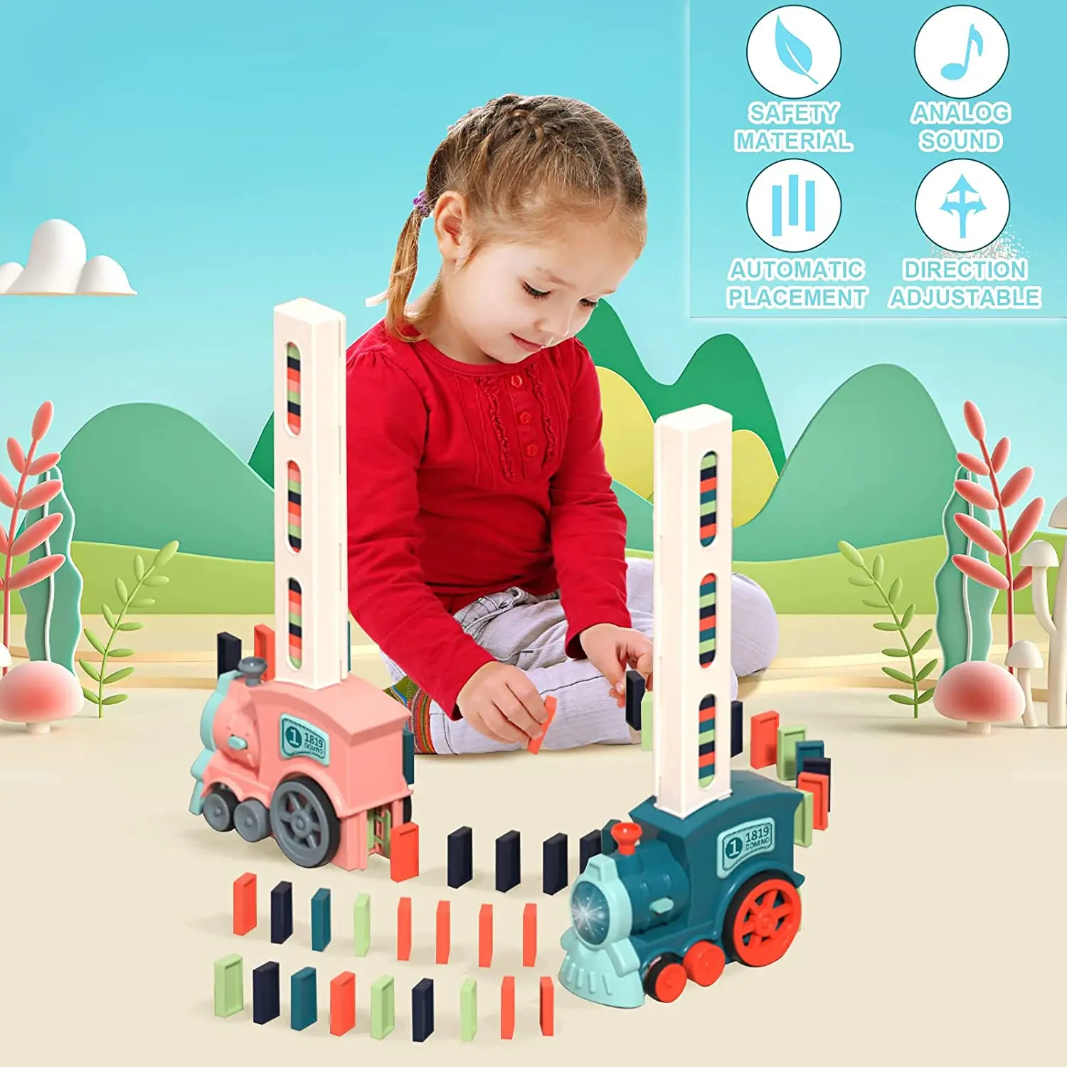Automatic Domino Train Toy Set 60pcs - Creative Fun