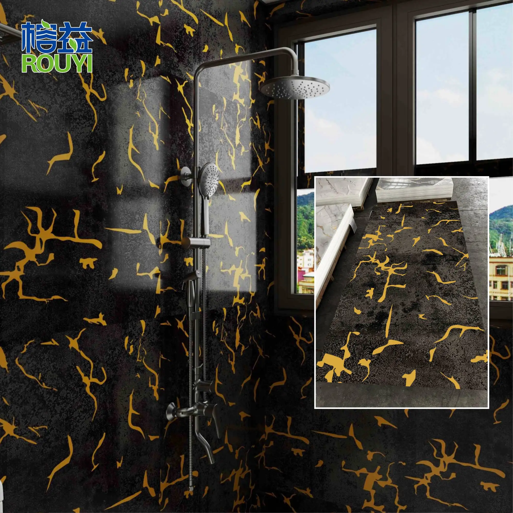 OEM Supplier Custom Modern Bathroom Waterproof PVC Wall Panel SPC ...