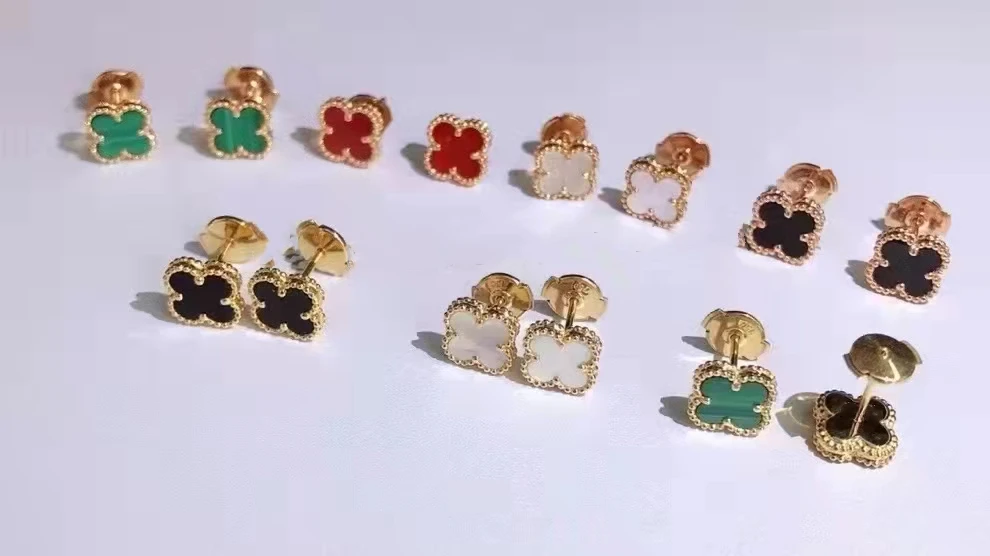 Natural Shell Agate Stone Malachite Clover Jewelry Making