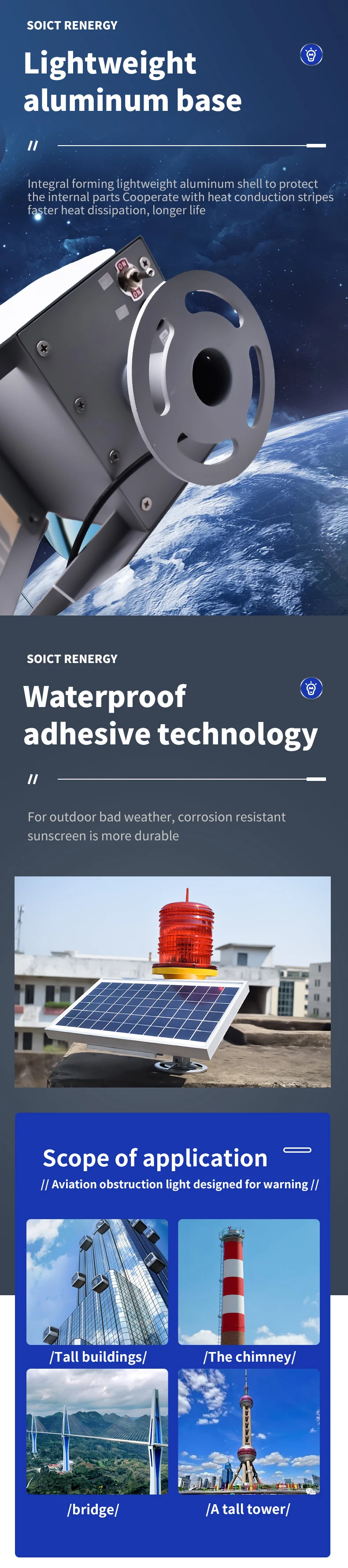 360 Degree Solar Marine Signal Navigation Obstruction Light