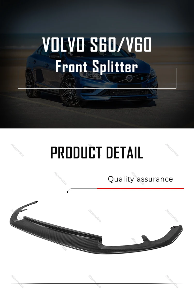 Carbon Fiber Body Kits Front Splitter Lip For Volvo V60 S60 Polestar ...