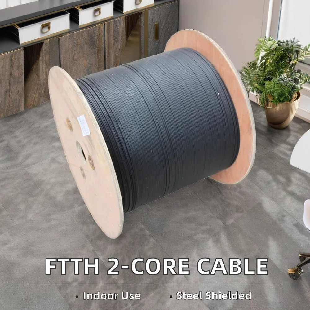 FOC Fiber Optic Cable 1C/2C/4C FTTH FTTx Figure 8 Flat Drop Cable G652D ...