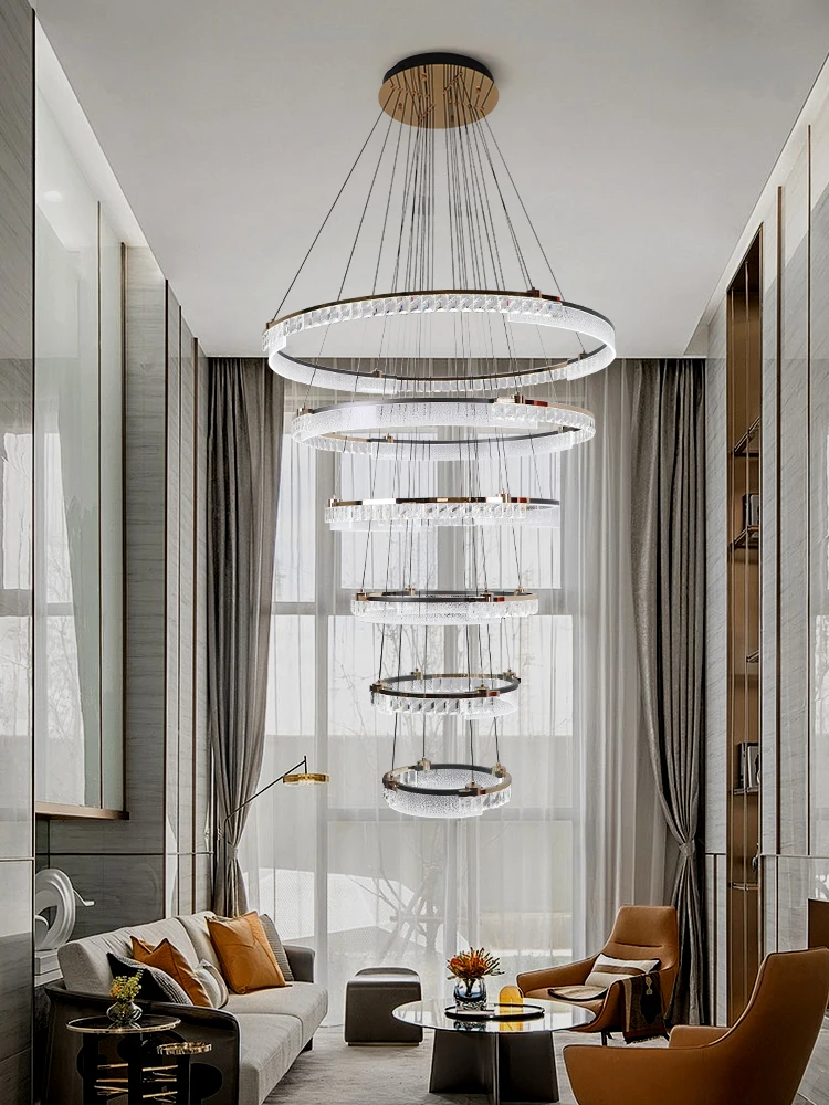 Modern High Ceiling Light Living Room Villa K9 Crystal Decorative ...